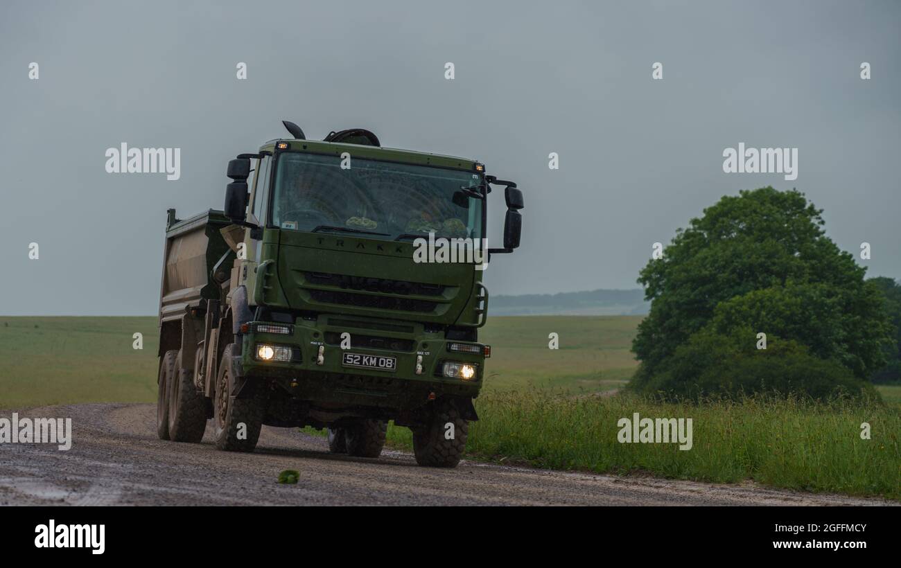 British army Iveco Trakker 6x6 Tipper vehicle truck in action on a ...