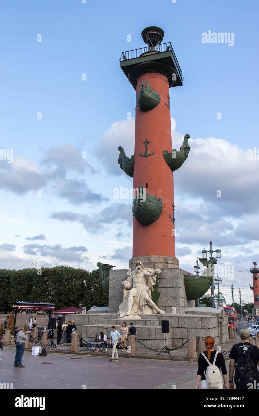 Saint Petersburg, Russia - August 17, 2021: Rostralnaya Kolonna ...