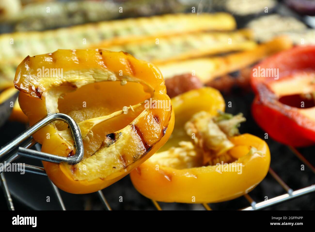 Grilled bell pepper, closeup Stock Photo - Alamy