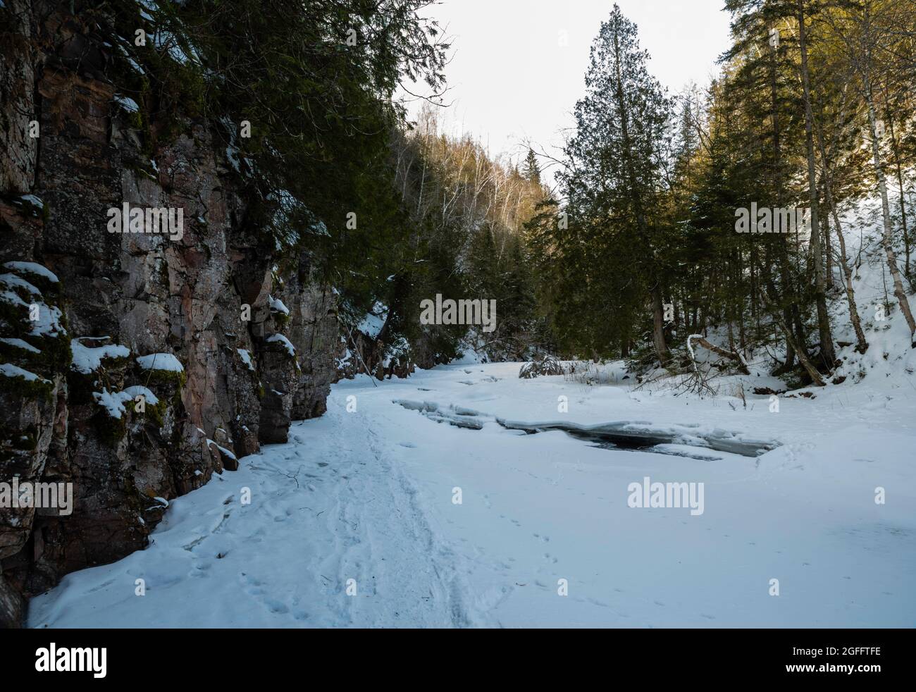 Image from the frozen Devil Track River on a cold January morning ...