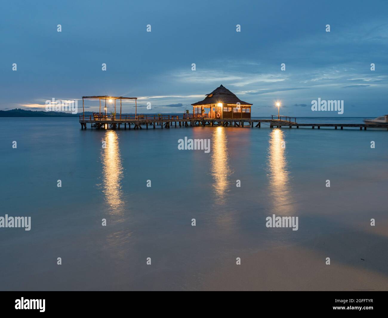 Ora Beach, Indonesia - February 14, 2018: Houses on the water in Ora ...