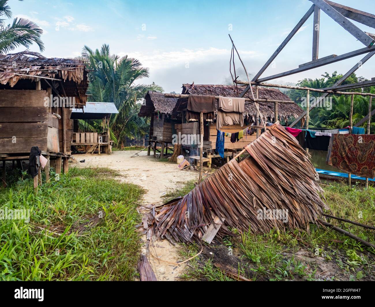 Kensi, Arguni Bay, Indonesia - Feb 2018: Small village with the wooden ...