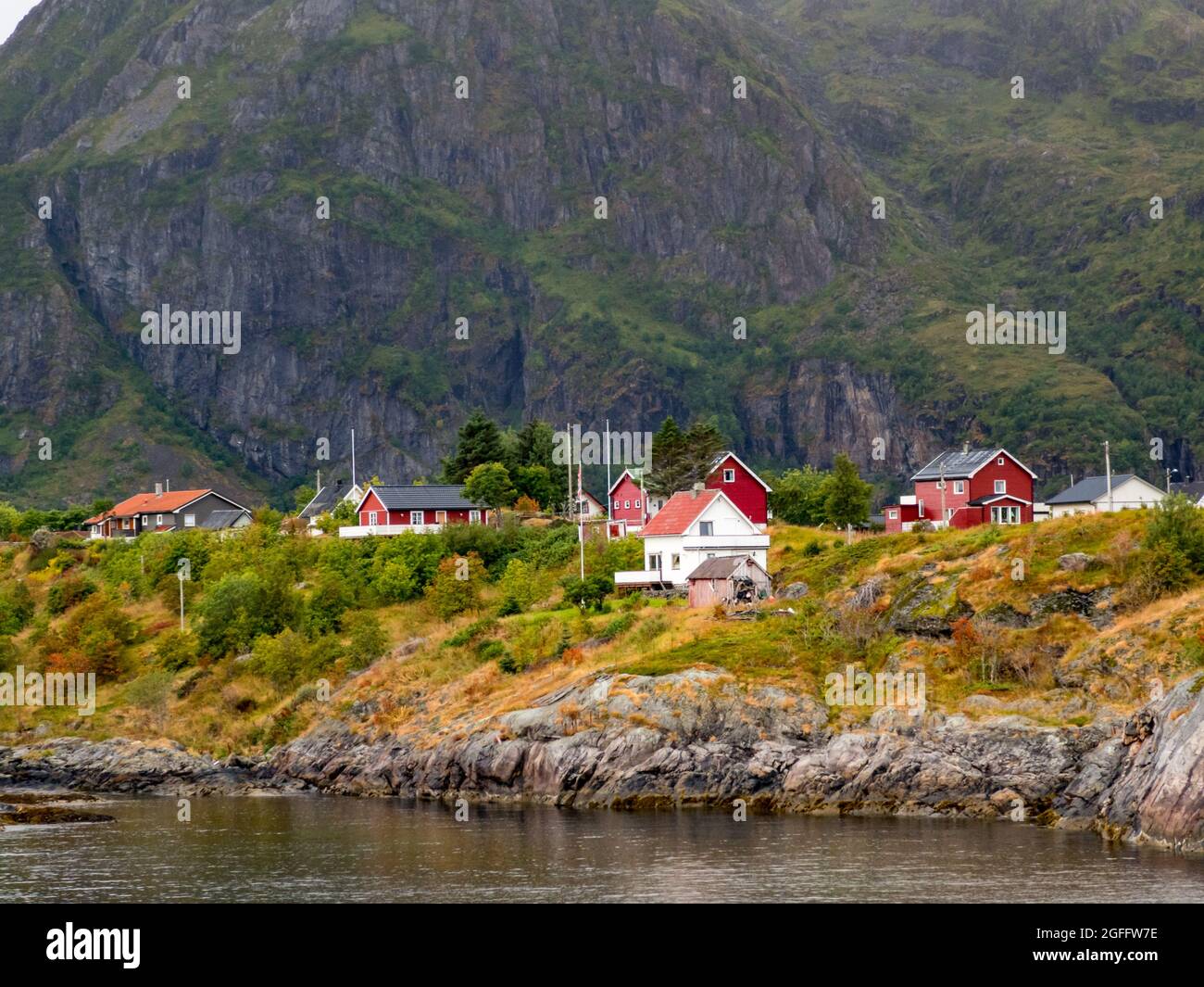 Moskenes, Lofoten, Northern Norway - August 2019. The typical Norwegian ...