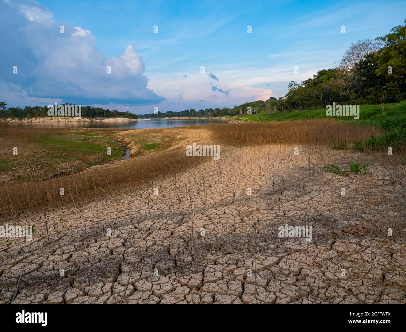 View of the Javarii river during the lack of the water. Low water ...