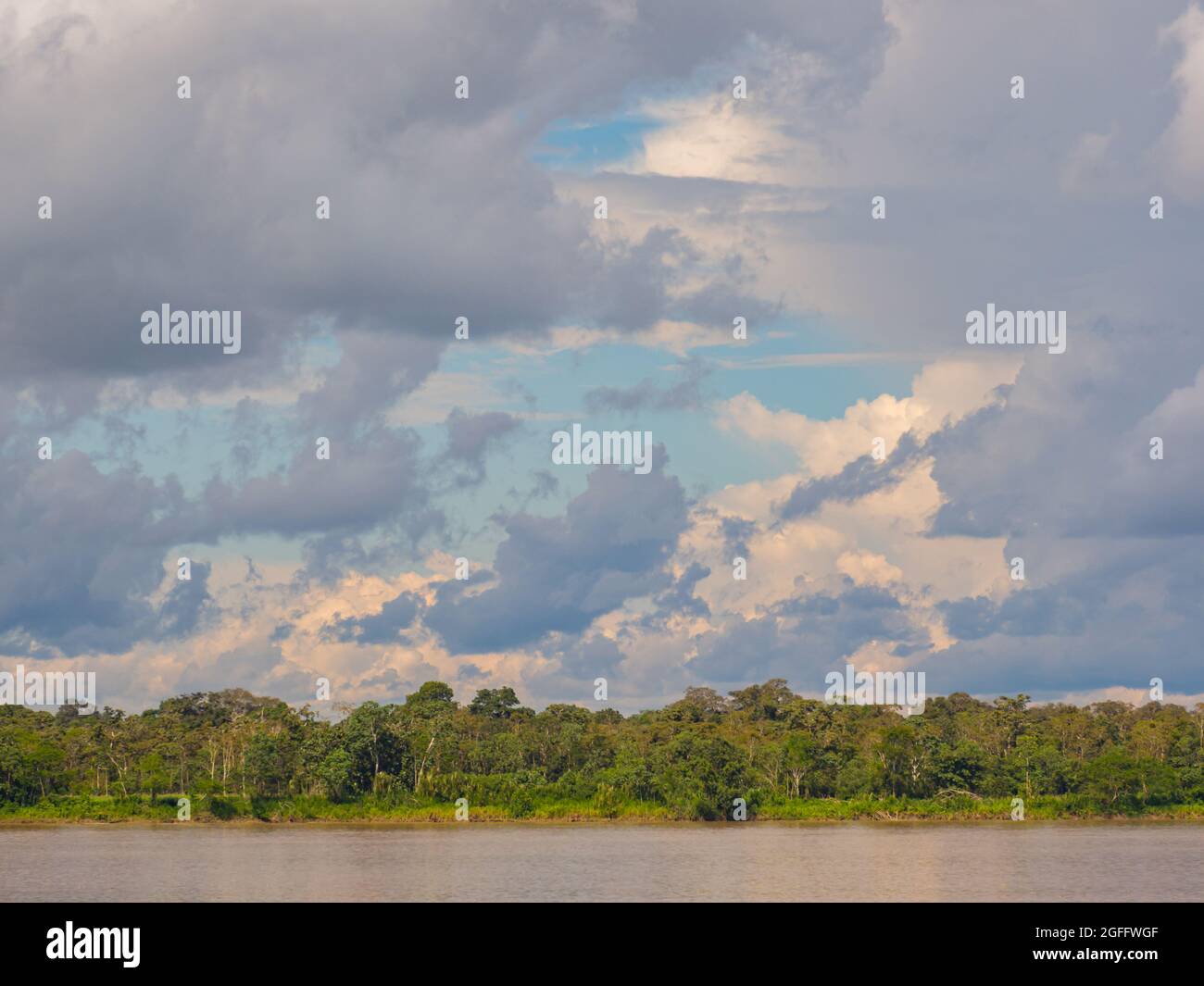 Amazon River and beautiful clouds over the Amazon jungle. Amazonia ...