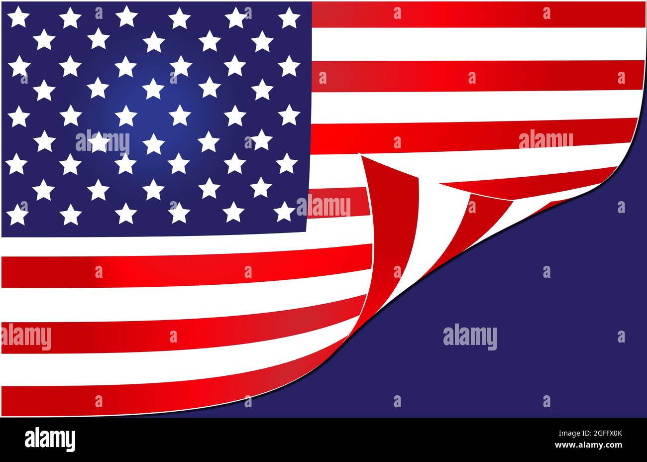 Graphic American Flag some curled edges with text area, one USA ...