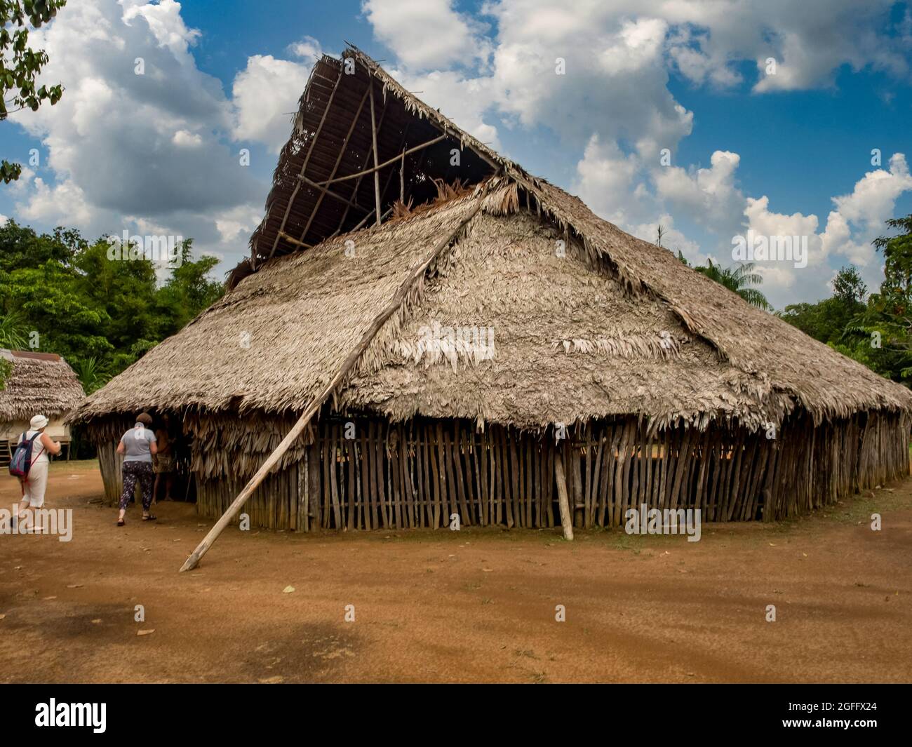 Iquitos, Peru- Sep 2017: Maloka, typical house of Bora tribe indian ...