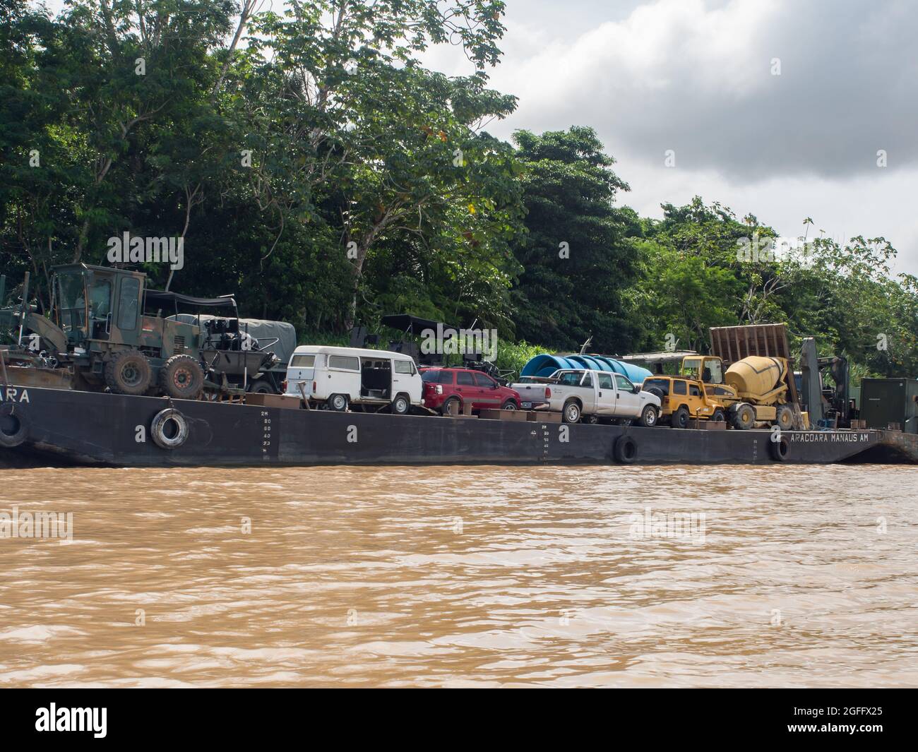 Tabatina, Brazil - Dec, 2017: Transportation many cars across the ...