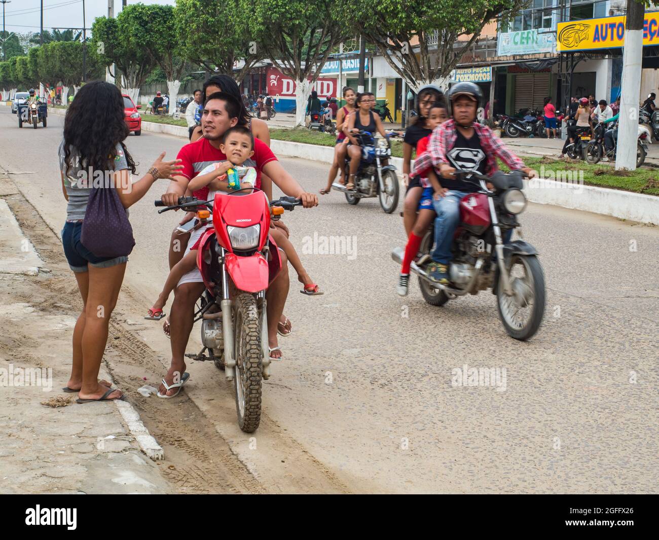 Tabatinga, Amazonas, Brazila, Dec , 201t: Many motors on a street of a ...