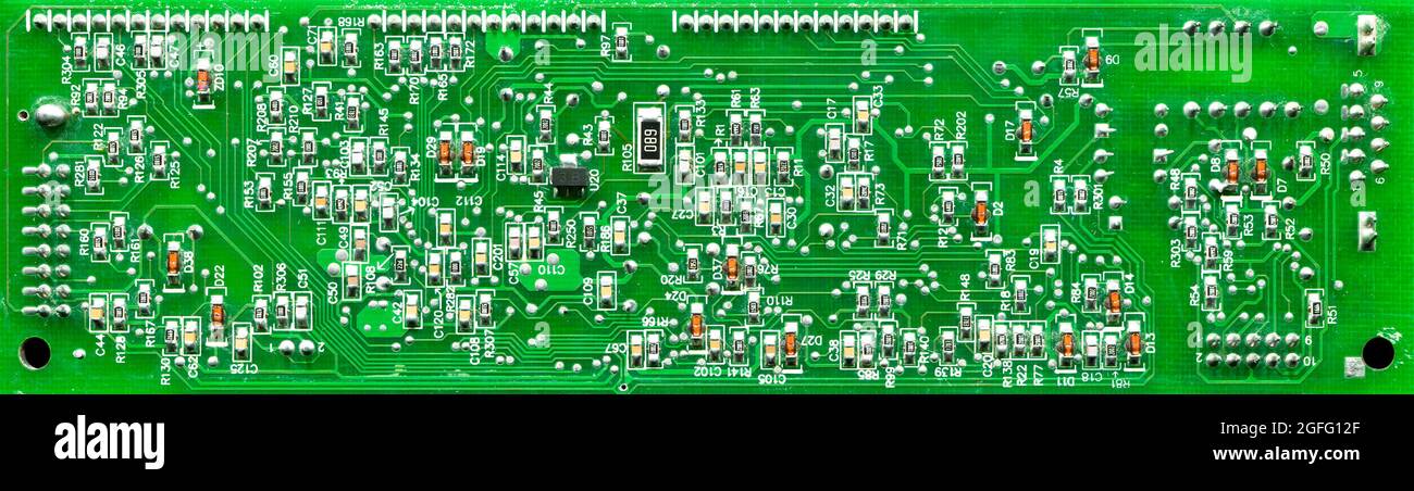 High tech electronic circuit board, detail background shot Stock Photo ...