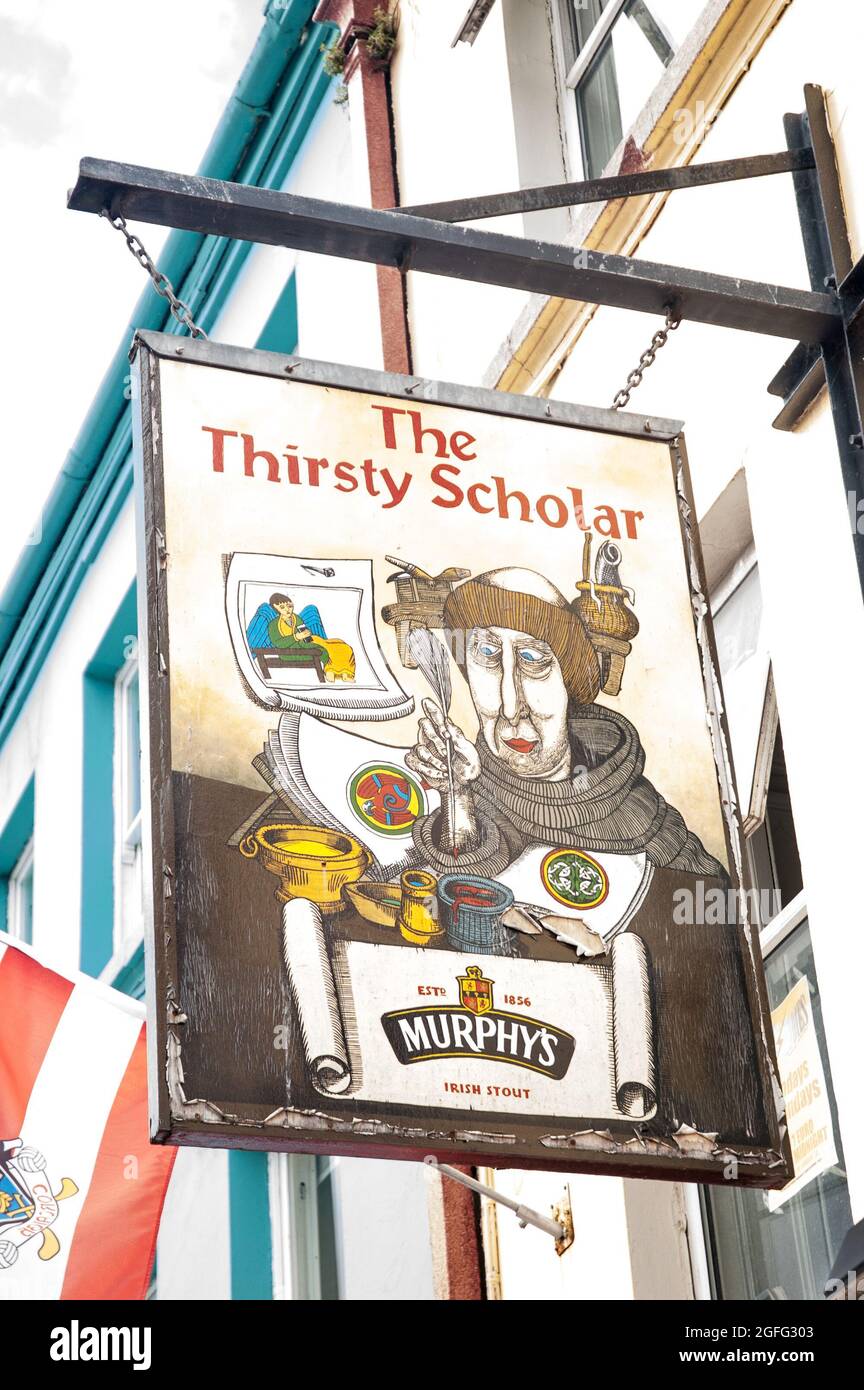 The Thirsty Scholar, a typical Irish pub-sign in Cork with a twist of ...