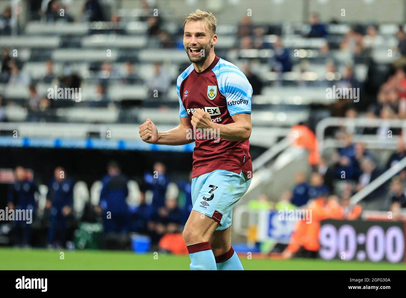 Charlie Taylor #3 of Burnley celebrates scoring the match winning ...