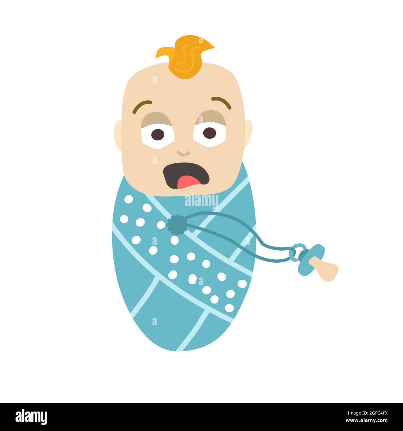 The newborn baby has lost a pacifier and is screaming. Illustration of ...