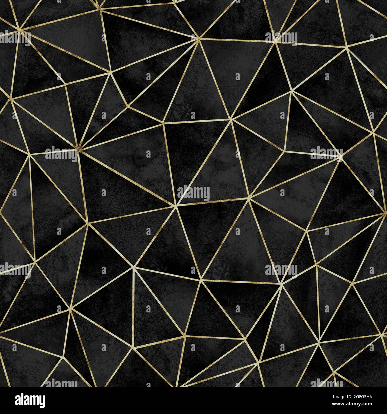 Abstract geometric triangles seamless pattern. Watercolor black and ...