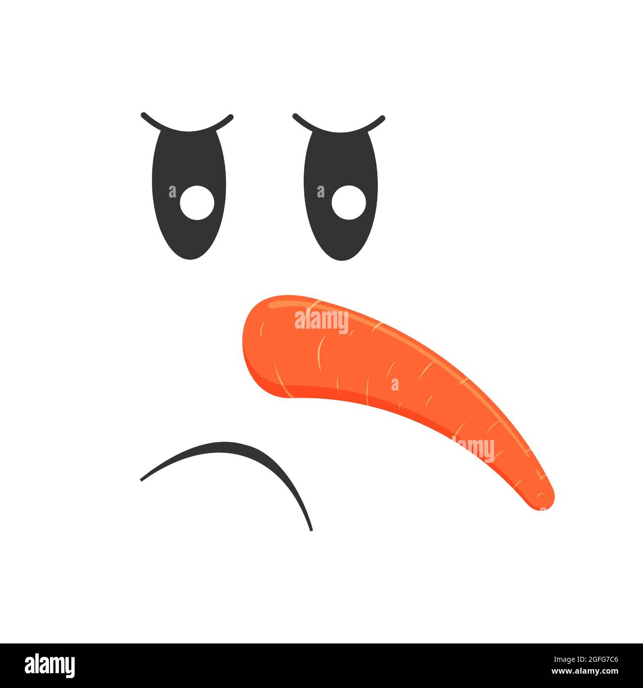 Sad Snowman Face With Carrot Nose Snowman Head With Unhappy Emotion Winter Holidays Design