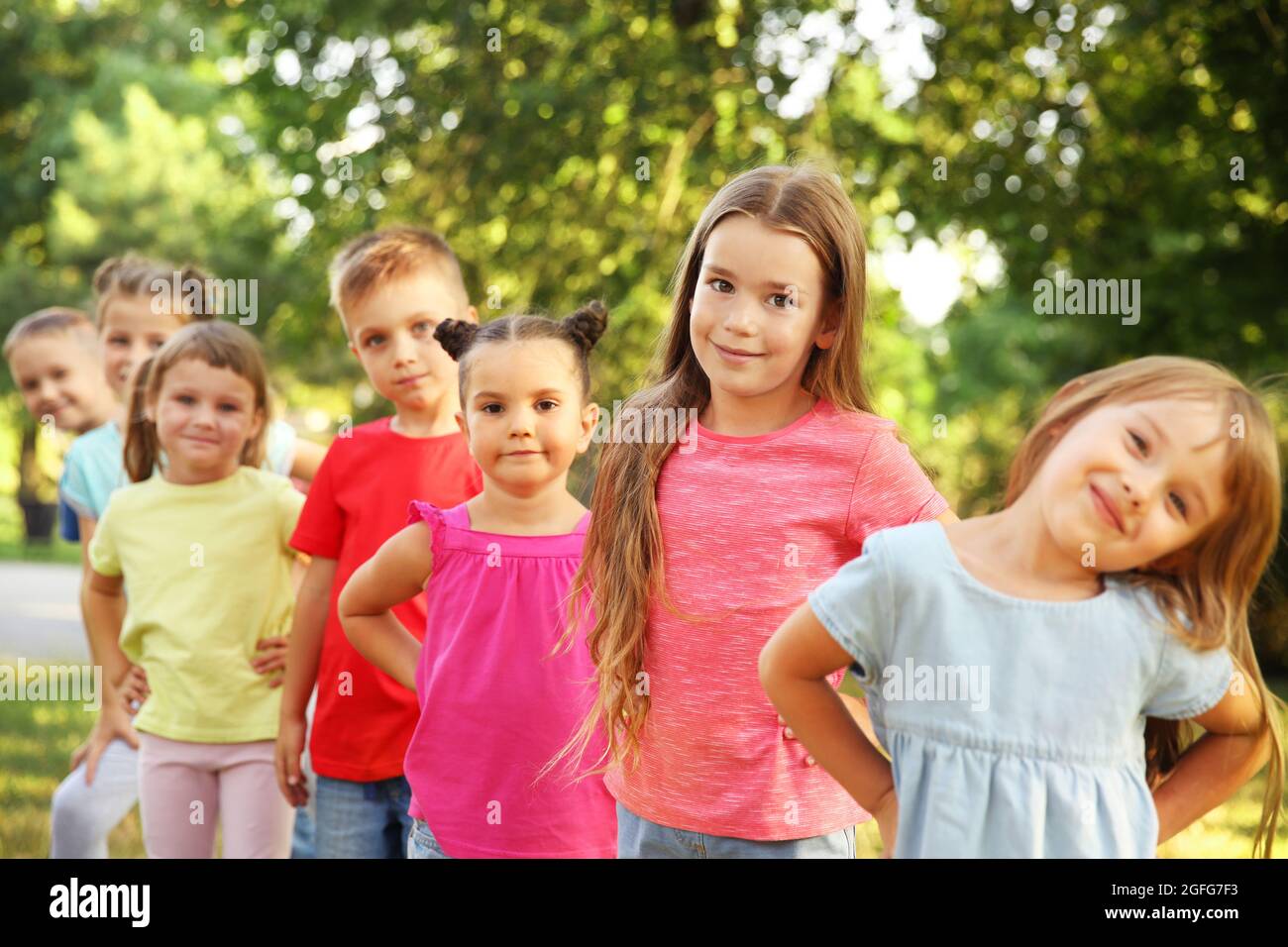 Group of happy kids in park Stock Photo - Alamy