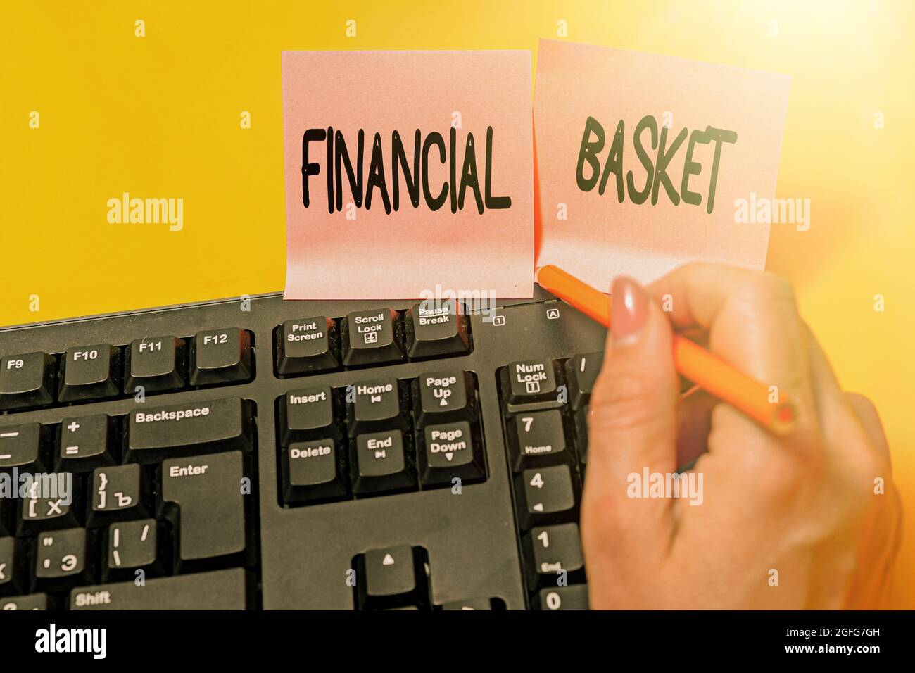 Text caption presenting Financial Basket. Conceptual photo group of ...