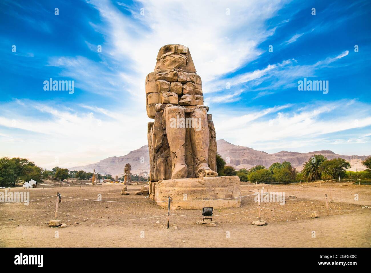 Colossi of Memnon, two massive stone statues of pharaoh Amenhotep III ...