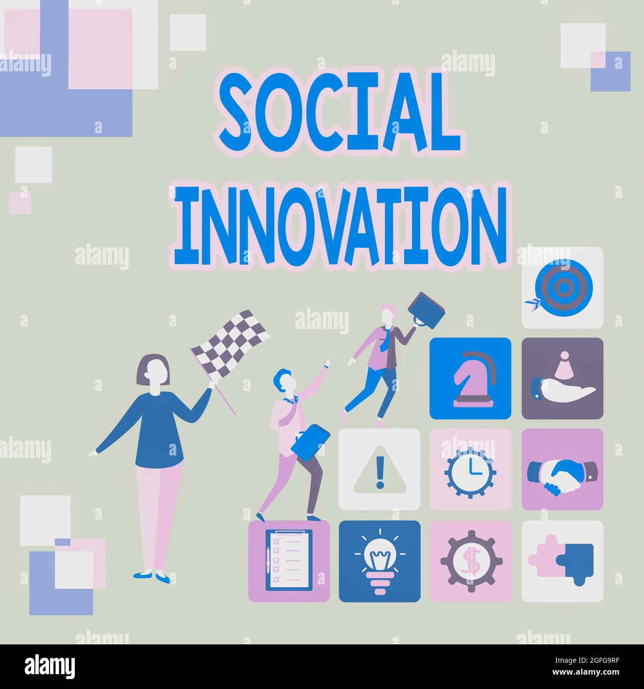 Handwriting text Social Innovation. Word for practices that aim to meet ...