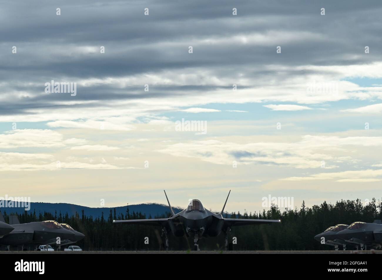U.S. Air Force F-35A Lightning II pilot taxis to the runway Aug. 11 ...