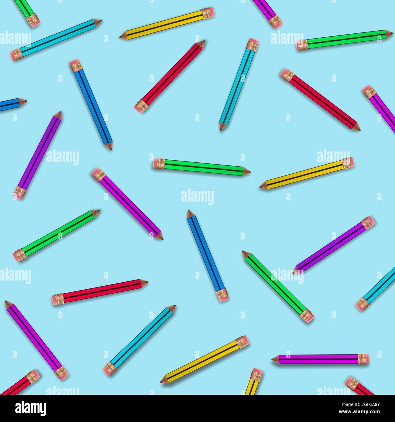 Color pencils pattern on a blue background. Creative minimal concept ...