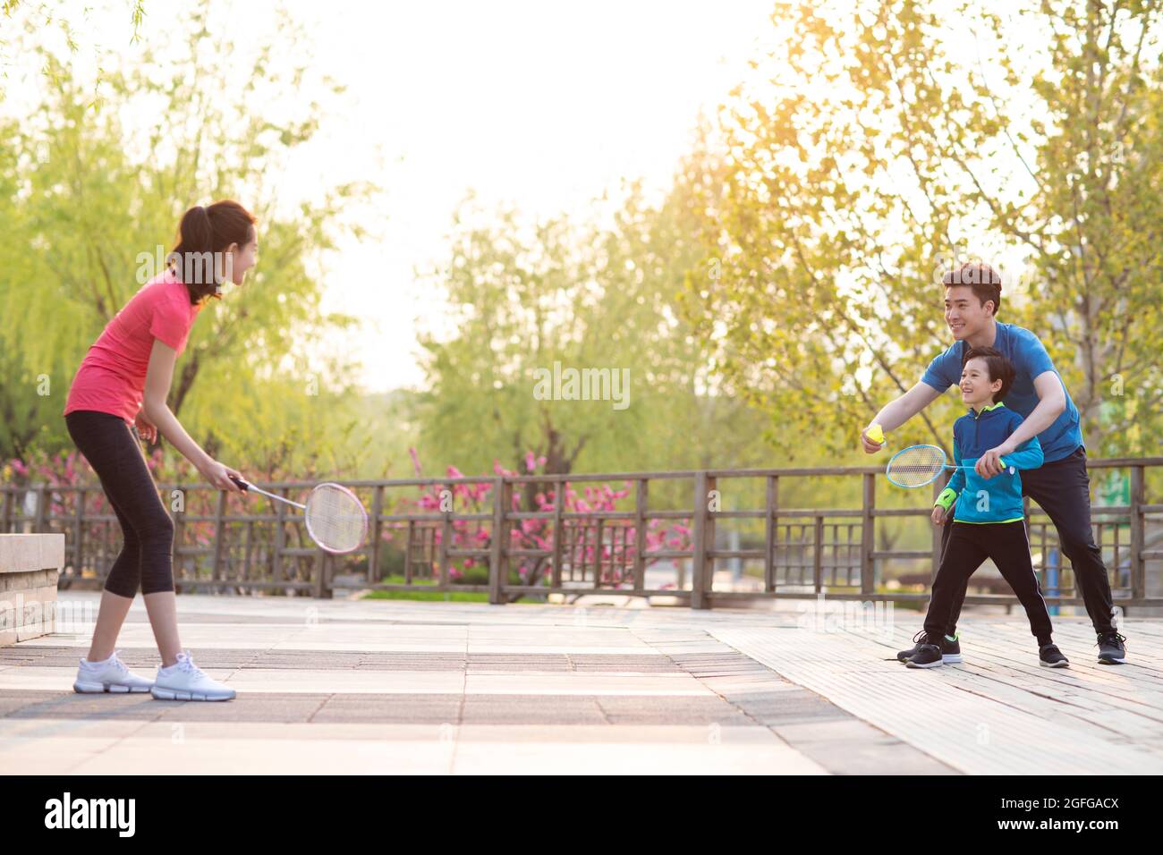 Family playing badminton hi-res stock photography and images - Alamy