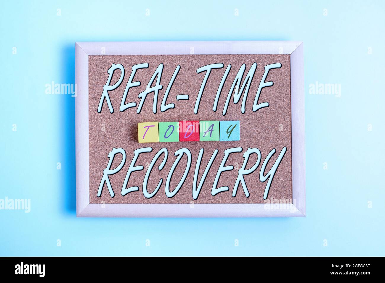Hand writing sign Real Time Recovery. Word for maximum time period in ...