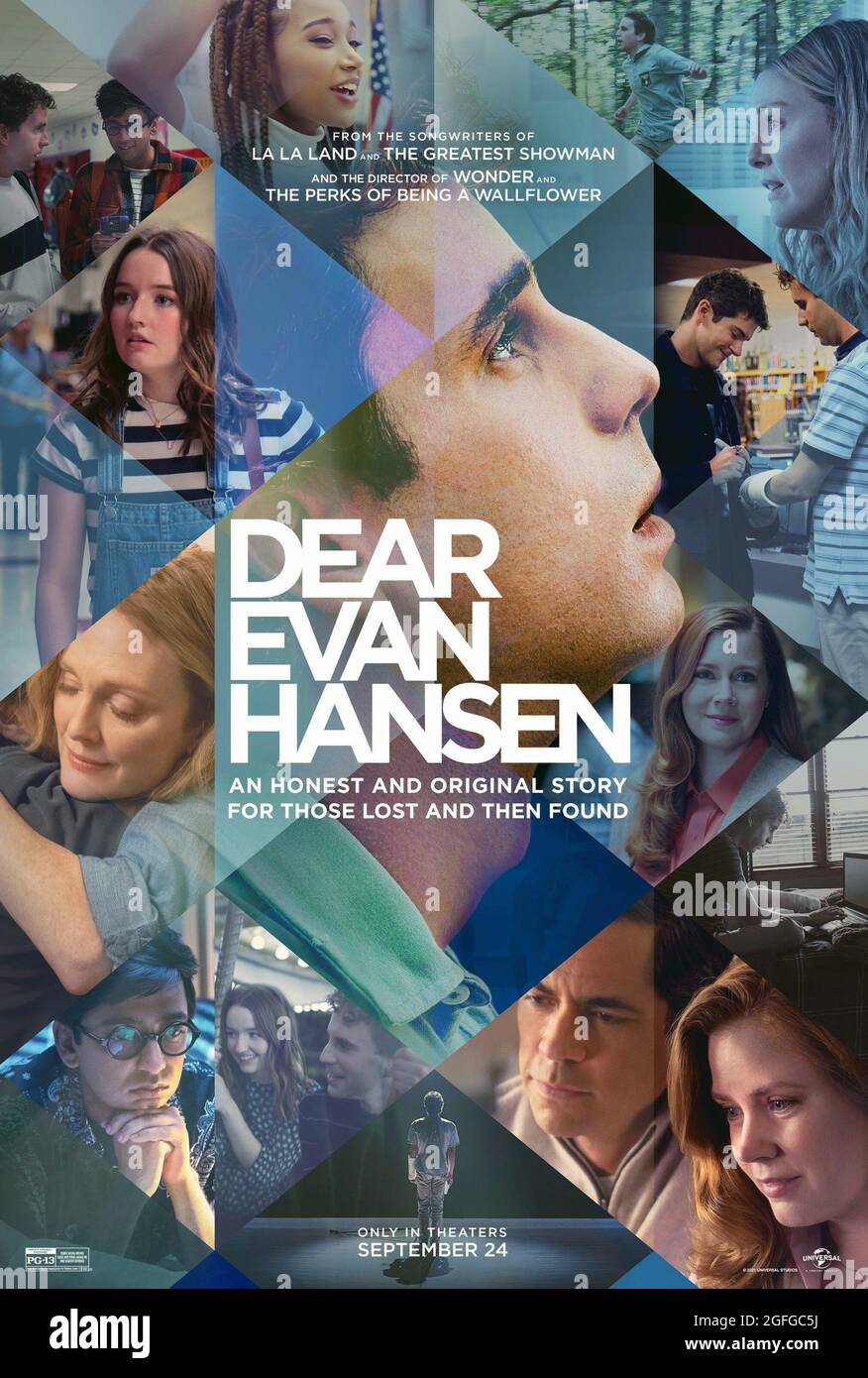 DEAR EVAN HANSEN, US poster, center: Ben Platt, smaller figures ...