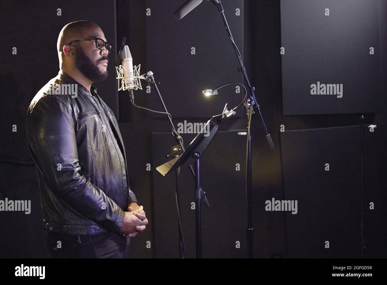 PAW PATROL: THE MOVIE, Tyler Perry, voice of Gus, on set, 2021. ph ...