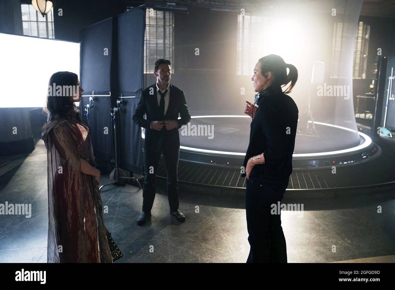 REMINISCENCE, from left: Rebecca Ferguson, Hugh Jackman, director Lisa ...