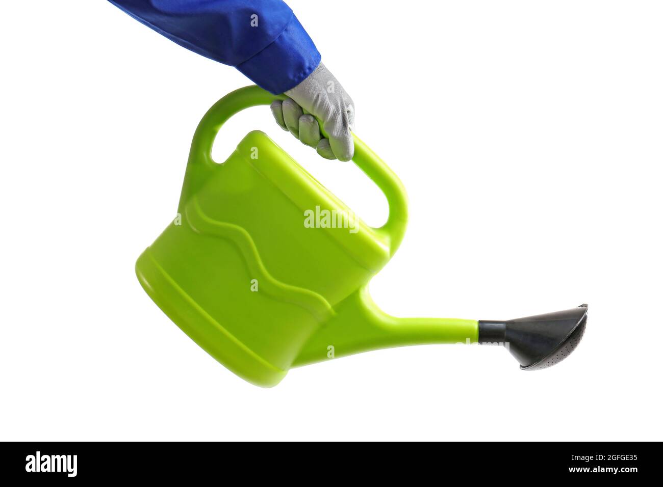 Hand holding watering can isolated on white Stock Photo - Alamy
