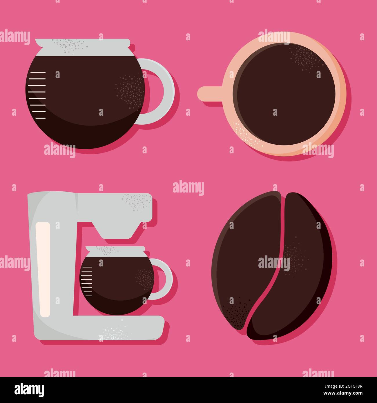 coffee icon set on pink background Stock Vector Image & Art - Alamy