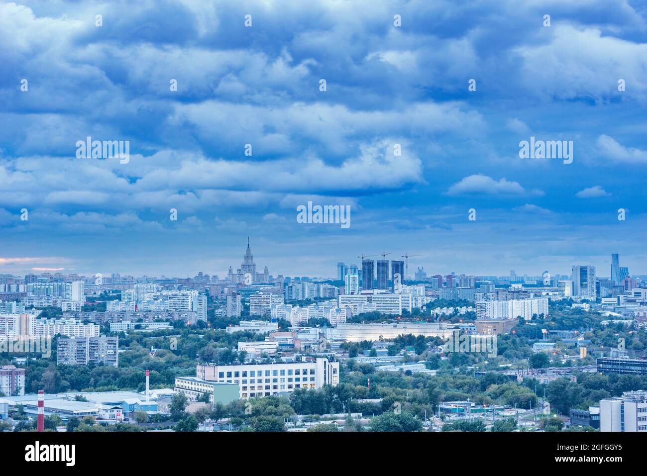 Aerial city view at rainy evening time. Moscow. Russia Stock Photo - Alamy