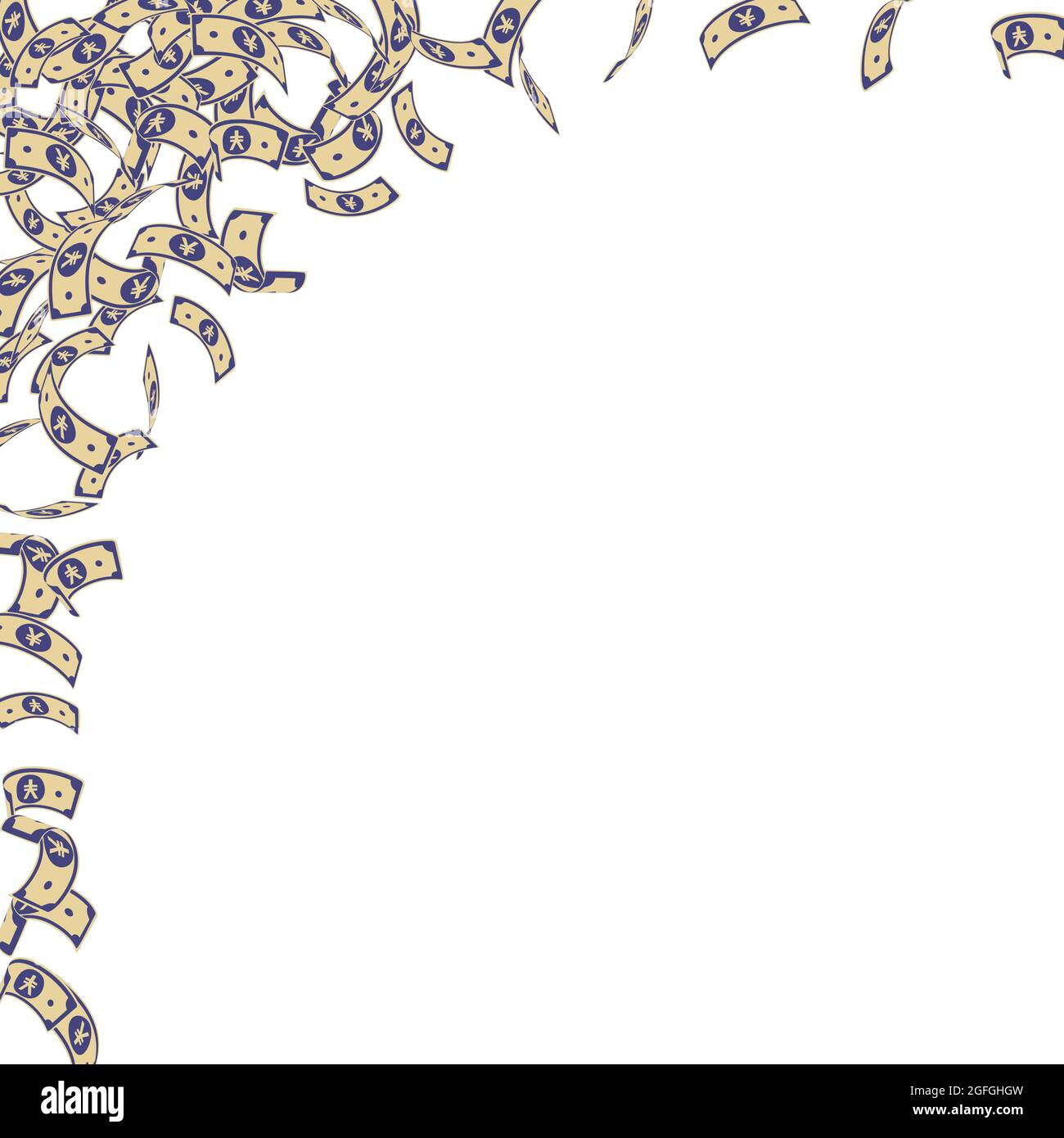 Chinese yuan notes falling. Small CNY bills on white background. China ...