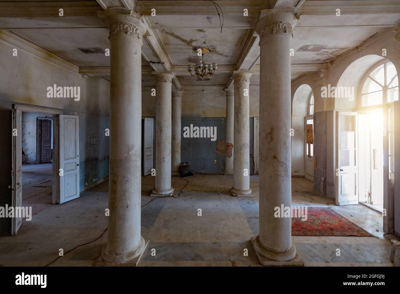 Old abandoned historical mansion, inside view Stock Photo - Alamy