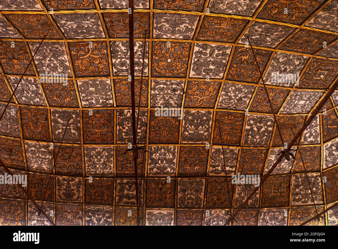 Beautiful checkered ceiling of The Great Hall of Acts in the main ...