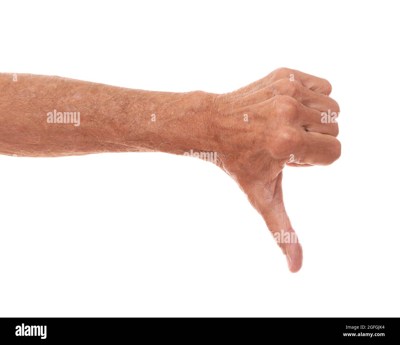 Old man hand on a white background Stock Photo - Alamy