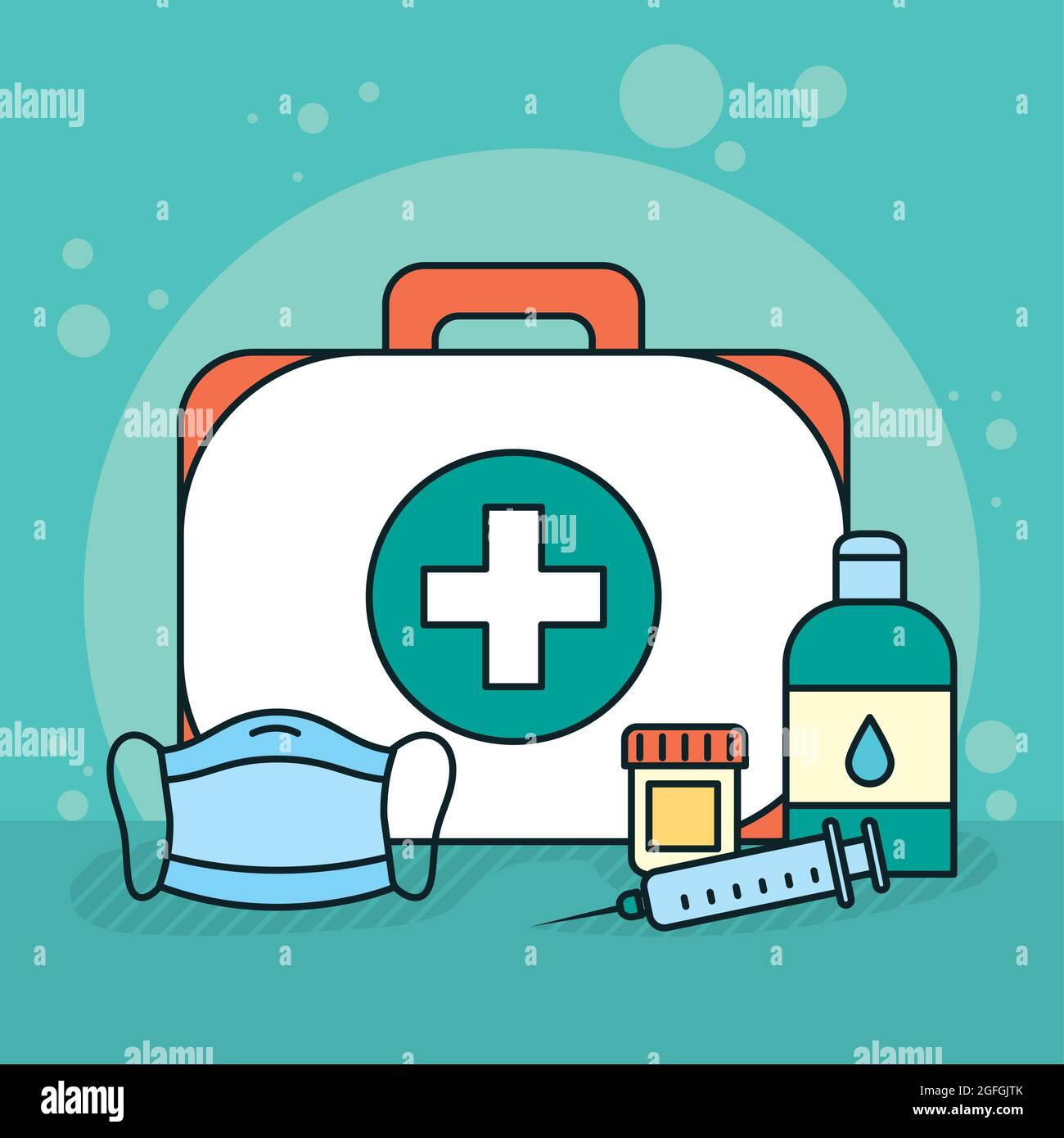 medical kit illustration with icons Stock Vector Image & Art - Alamy