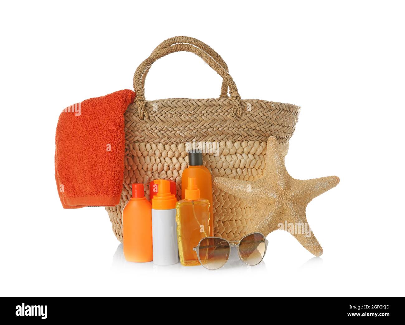 Sun protection accessories, isolated on white Stock Photo - Alamy