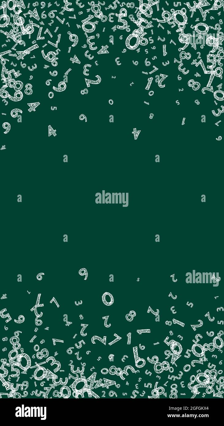 Falling childish chalk numbers. Math study concept with flying digits ...