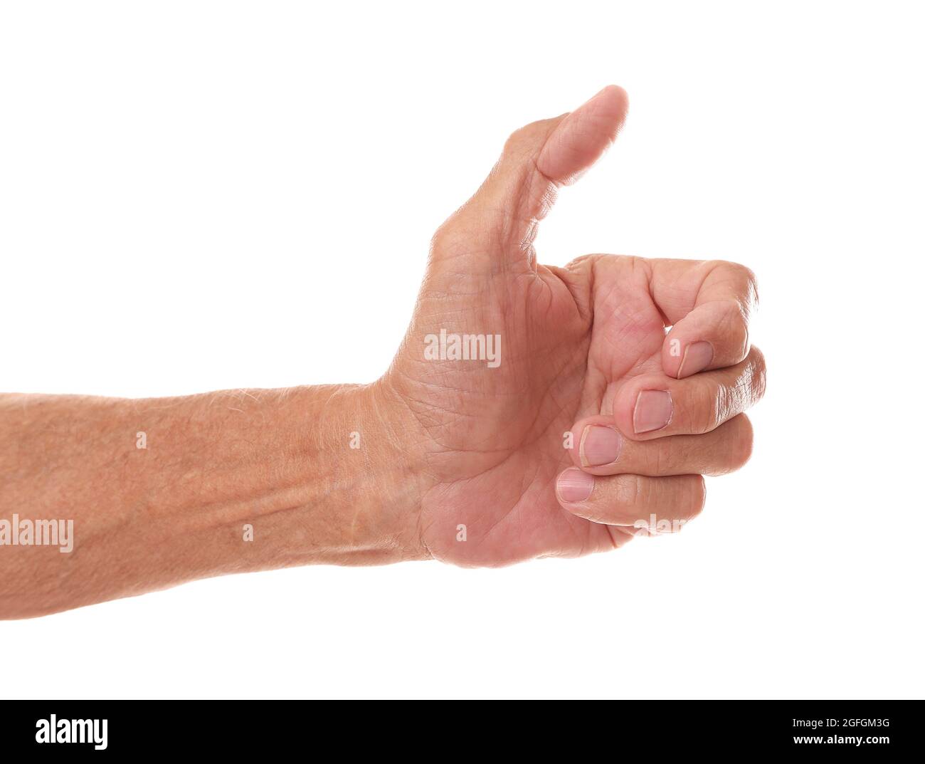 Old man hand on a white background Stock Photo - Alamy
