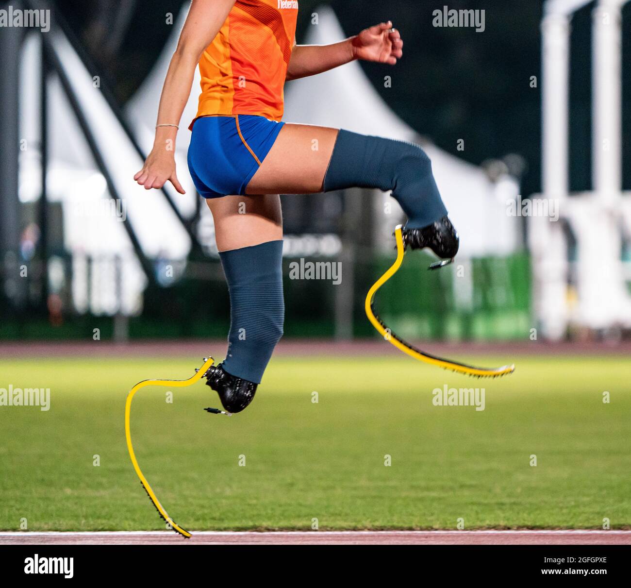 Tokyo, Japan- August 25 2021: Fleur Jong of Paralympic TeamNL attends the evening training in ...