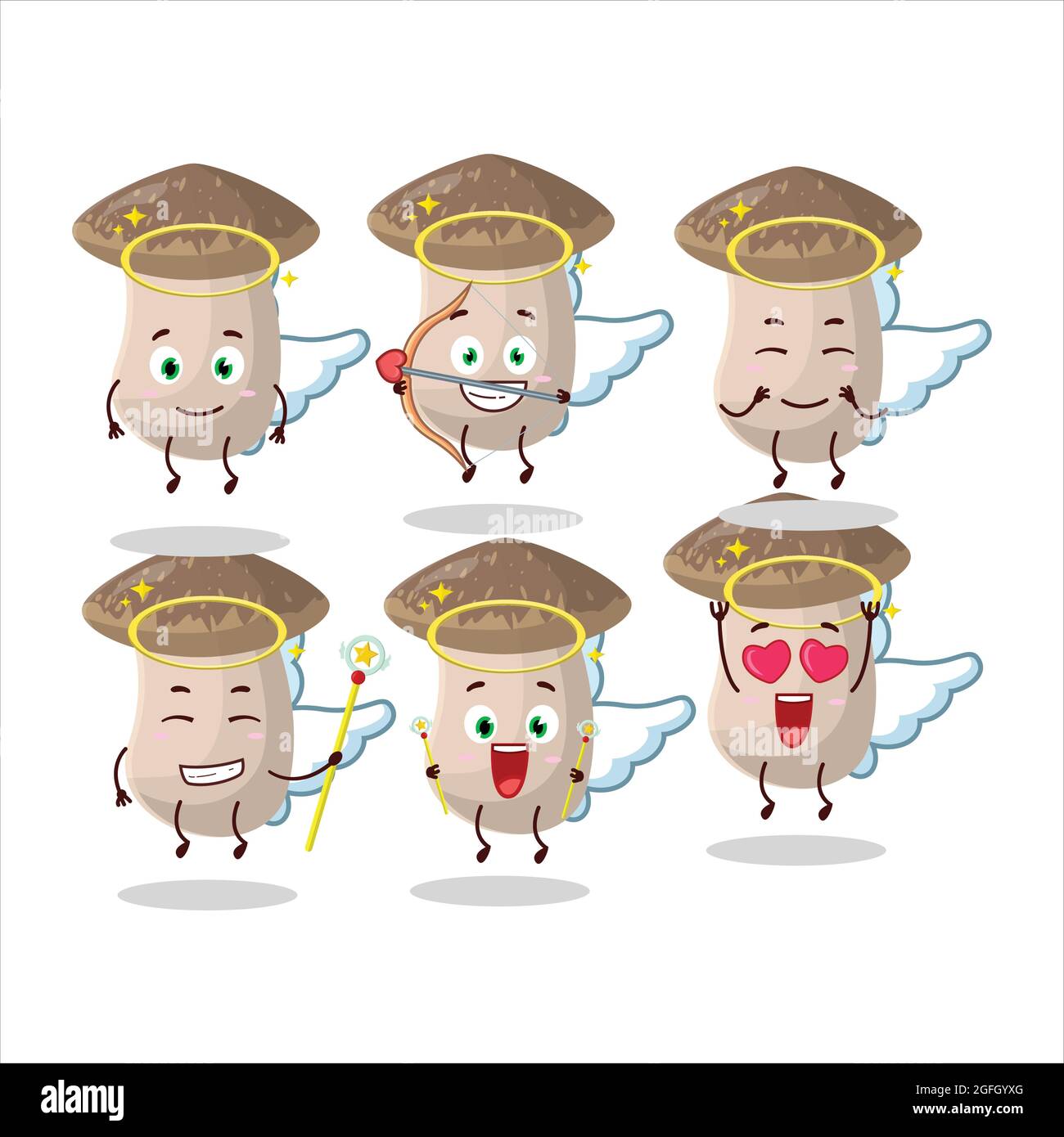 Shiitake cartoon in designs as a cute angel character. Vector ...