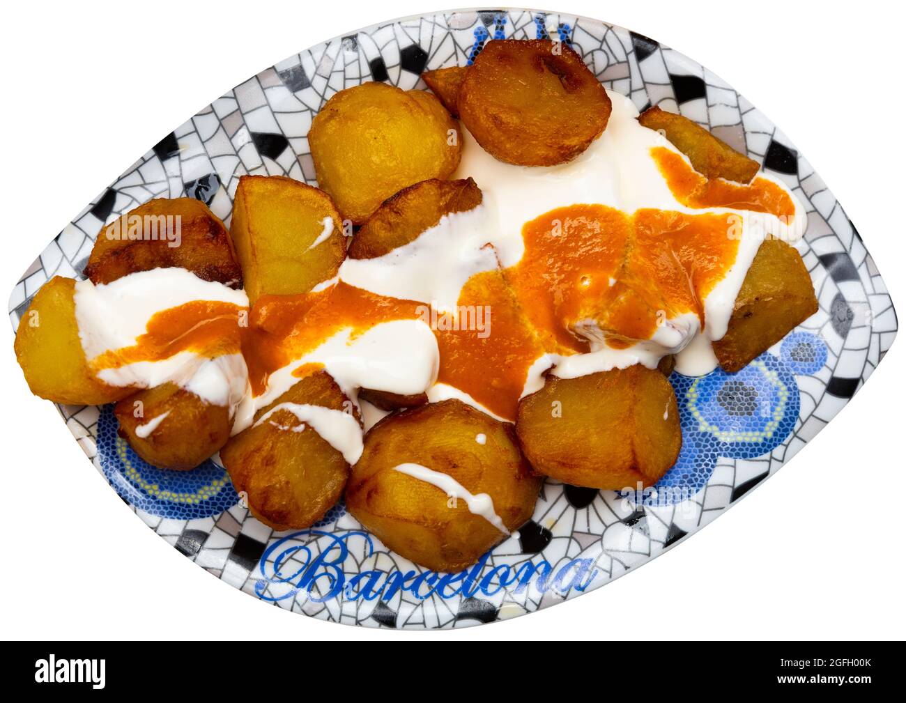 Potatoes with sauce, Spanish dish Patatas bravas Stock Photo - Alamy