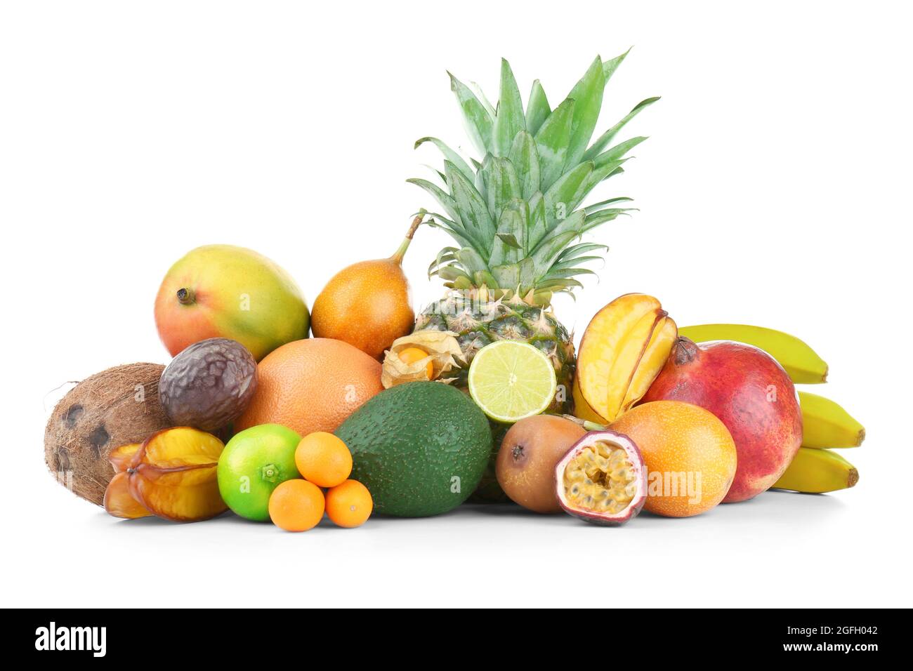 Exotic fruits, isolated on white Stock Photo - Alamy