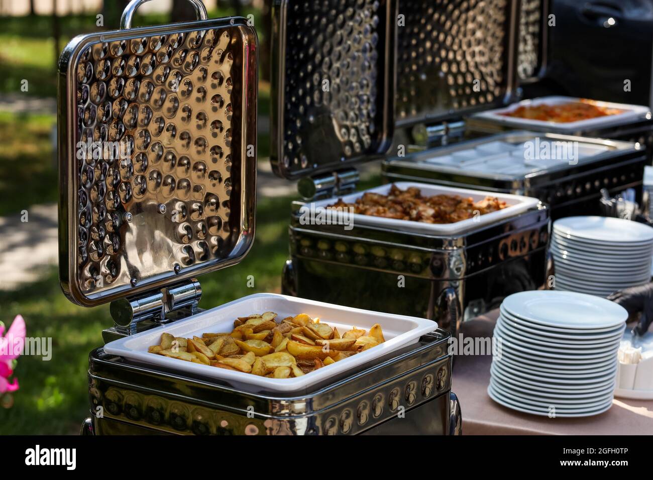 Catering, gourmet snack containers at the buffet Stock Photo - Alamy