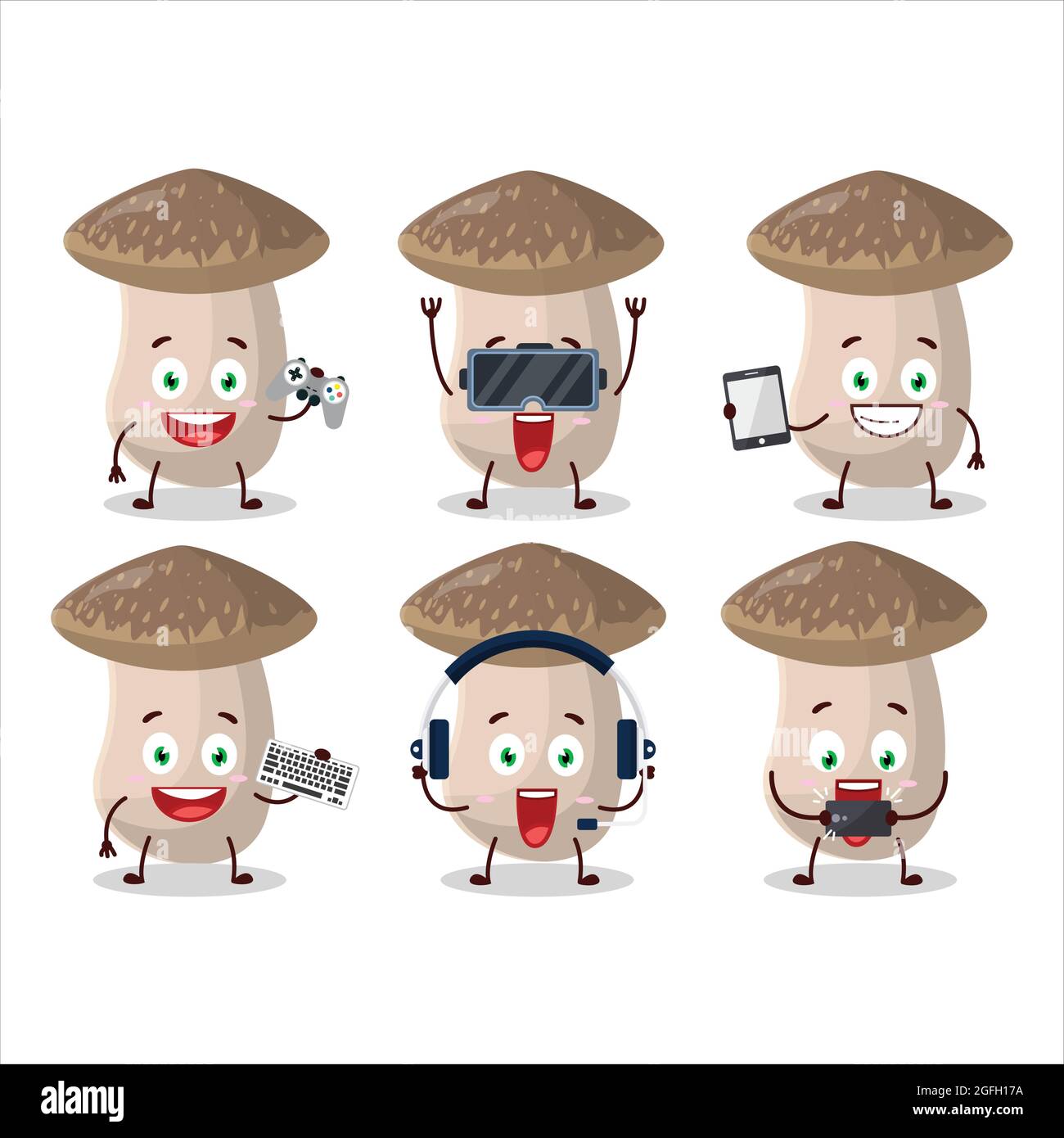 Shiitake cartoon character are playing games with various cute ...