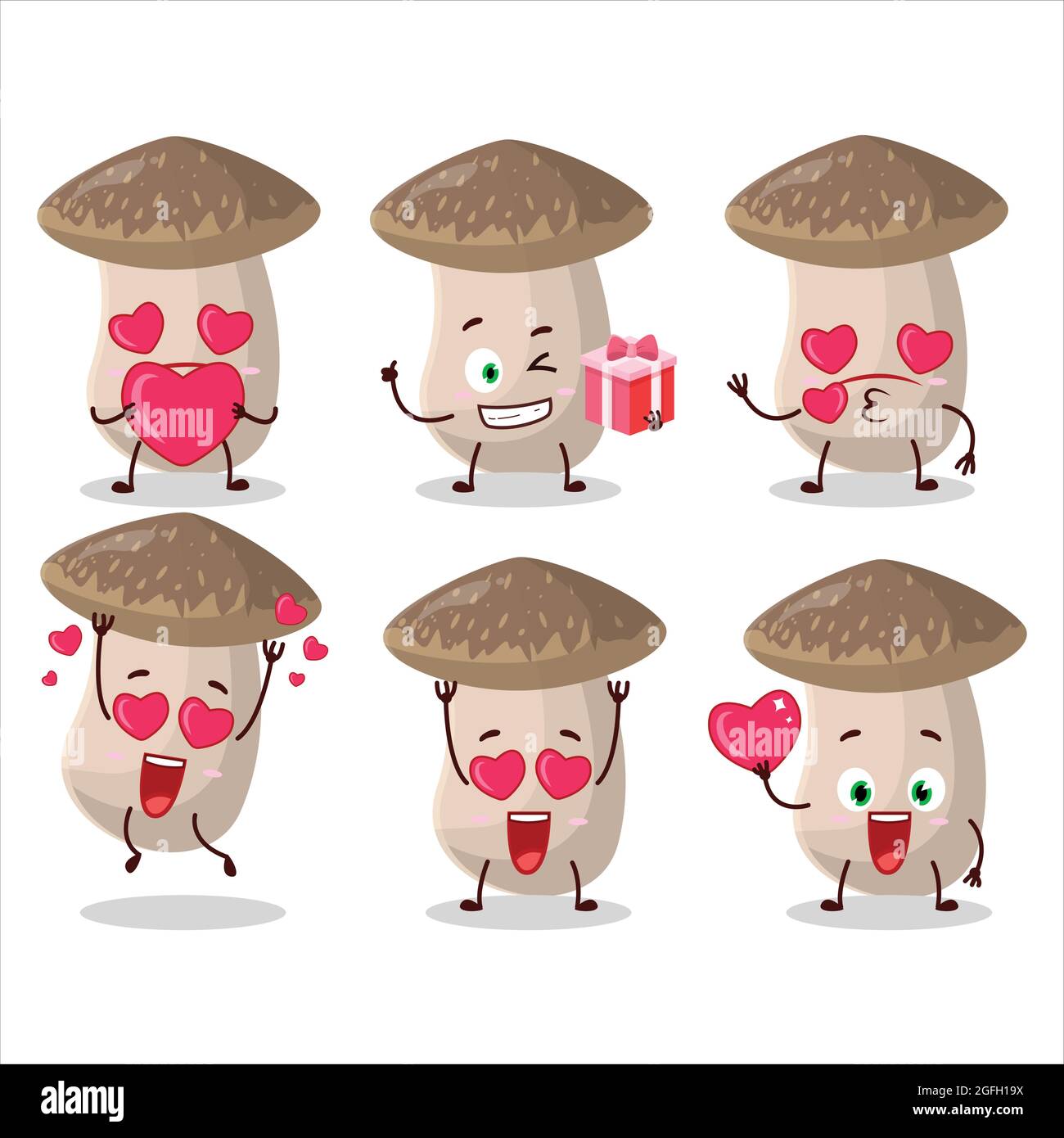 Shiitake cartoon in character with love cute emoticon. Vector ...