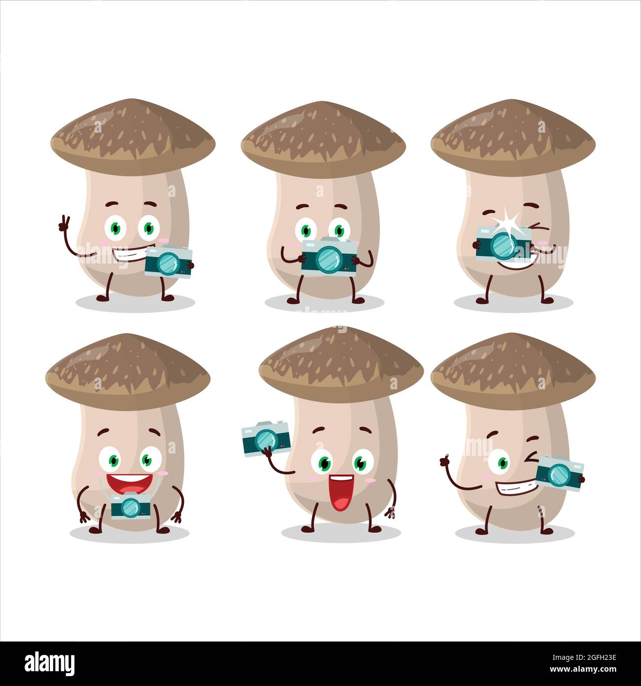 Photographer profession emoticon with shiitake cartoon character ...