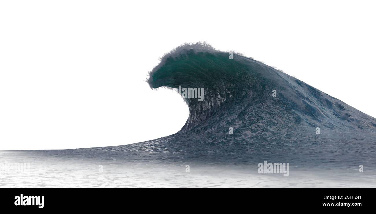 3D illustration tsunami wave apocalyptic water view storm isolated on ...